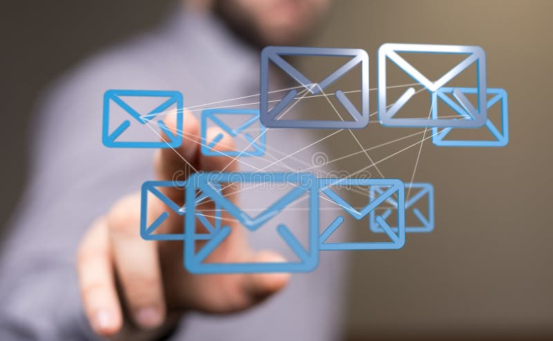 A Hand Touching Email with Finger Stock Image - Image of corporate ...