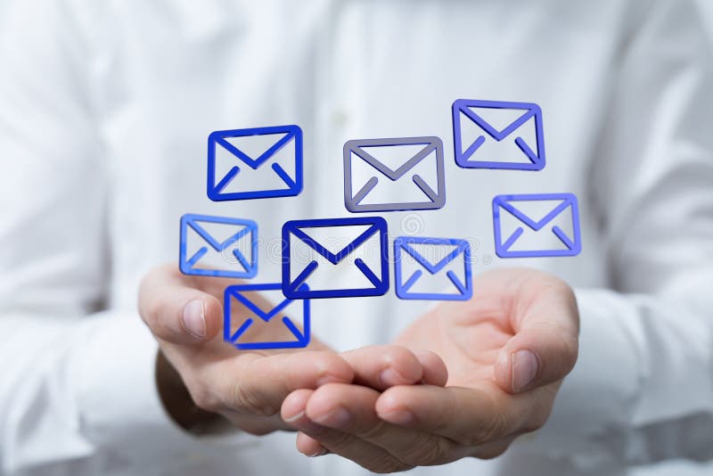 A Hand Touching Email with Finger Stock Image - Image of lock, business ...