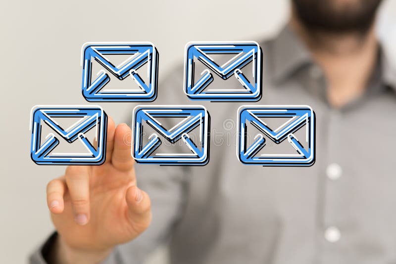 A Hand Touching Email with Finger Stock Photo - Image of message, email ...