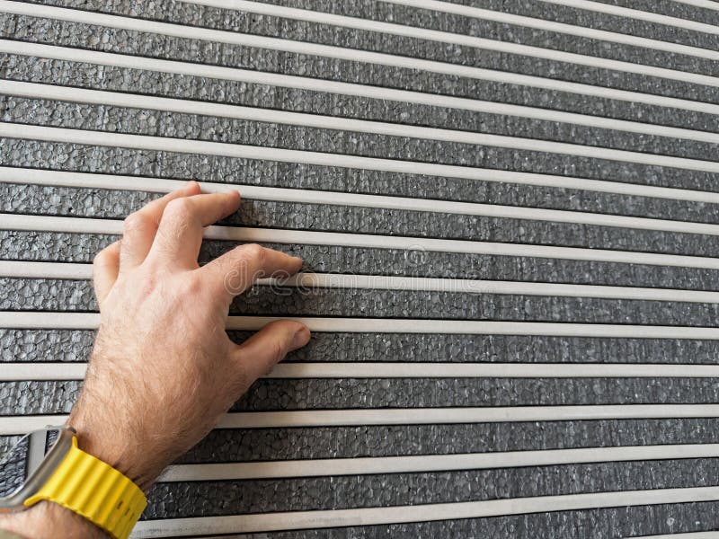 Hand Touching EPS Insulation Panel with Rails Stock Illustration ...