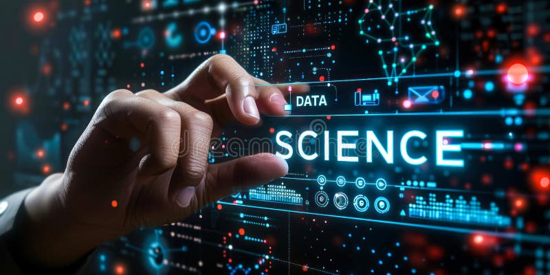 Hand Touching Futuristic Data Science Interface Intersection of Human Expertise and Advanced ...