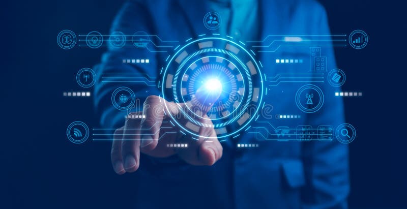 Hand Touching with Futuristic Digital Screen on a New Smart Technology ...