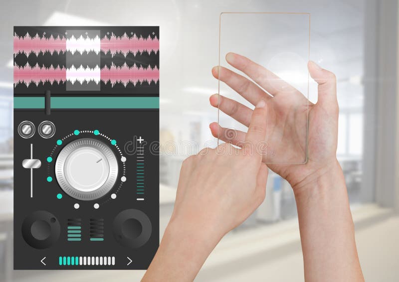 Hand Touching Glass Screen and Sound Music and Audio Production ...