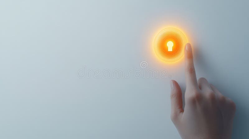 Hand Touching Glowing Button, Activation, Control, and Power at Your ...