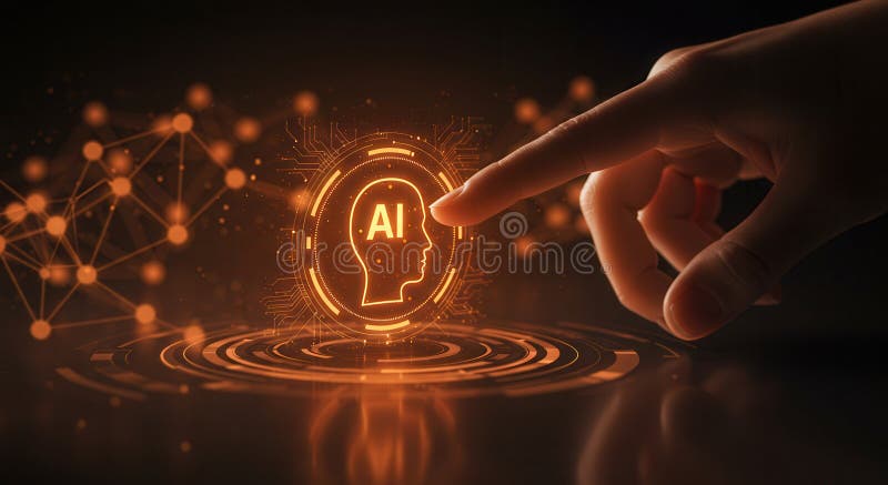 Hand Interacting with Digital Artificial Intelligence Interface with ...