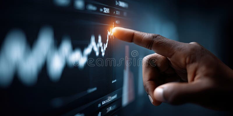 Hand Touching Glowing Financial Graph on Digital Screen, Symbolizing ...