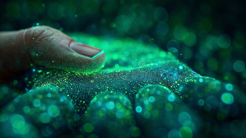 Hand Touching Glowing Object Stock Illustration - Illustration of ...