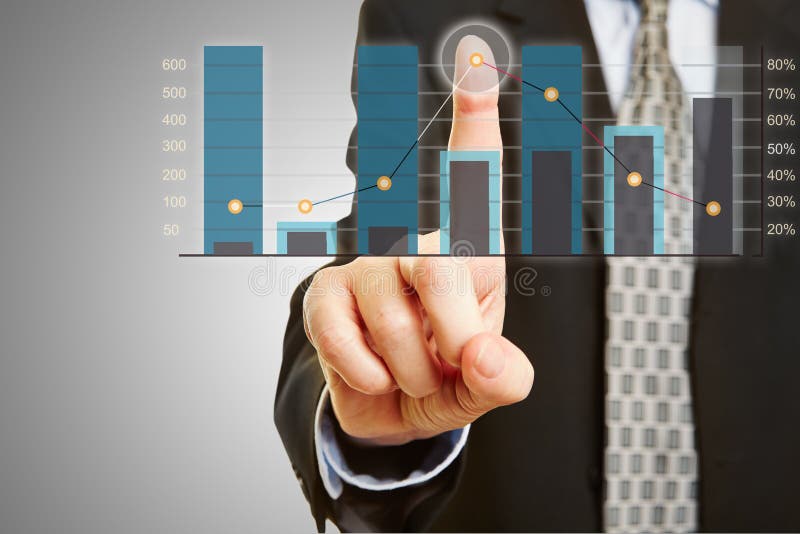 Hand Touching Graph on Touchscreen Stock Photo - Image of ...
