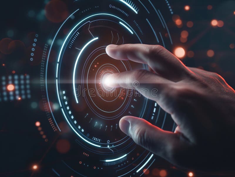Futuristic Touch Interface Interaction Stock Photo - Image of ...