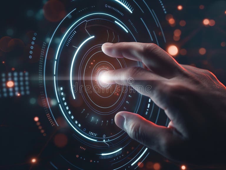 Futuristic Touch Interface Interaction Stock Photo - Image of ...