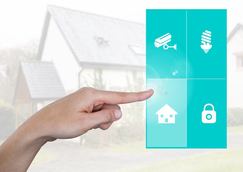 Hand Touching a Home Automation System App Interface Stock Photo ...