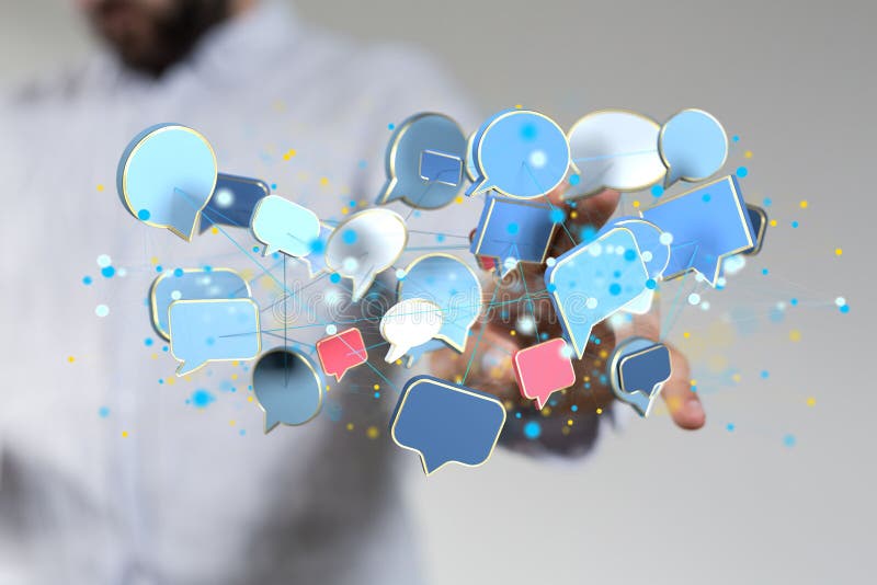 Hand Touching Hovering 3d Message Icons. Stock Photo - Image of ...