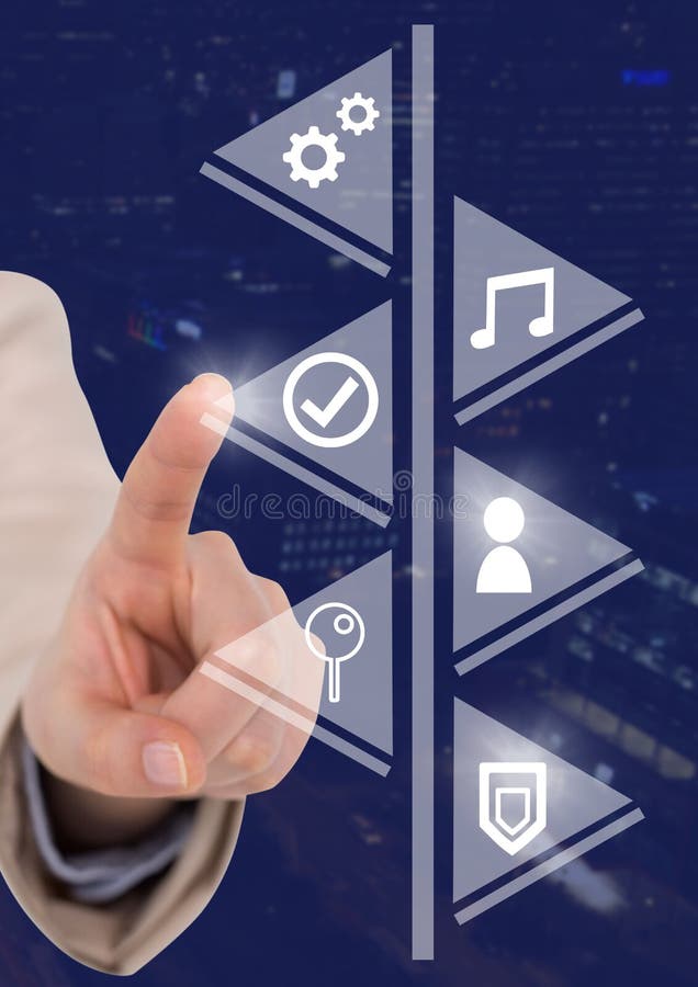 Hand Touching Icons Interface of Internet of Things Stock Image - Image ...