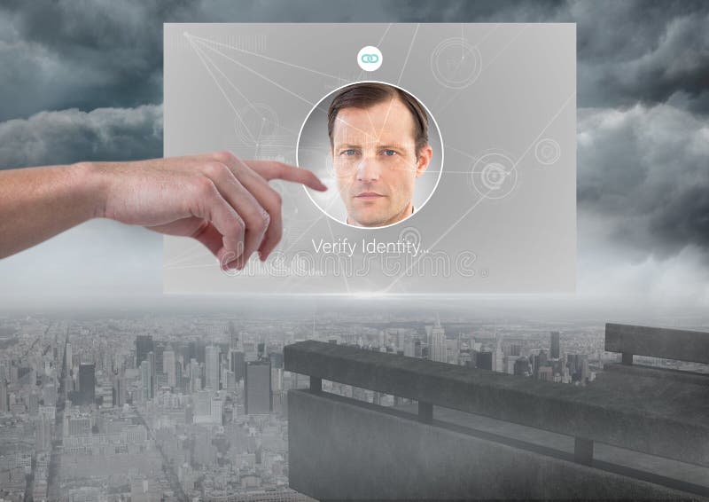 Hand Touching Identity Verify App Interface Stock Image - Image of ...
