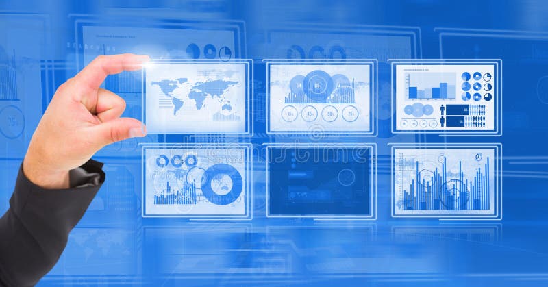 Hand Touching and Interacting with Technology Interface Panels Stock ...