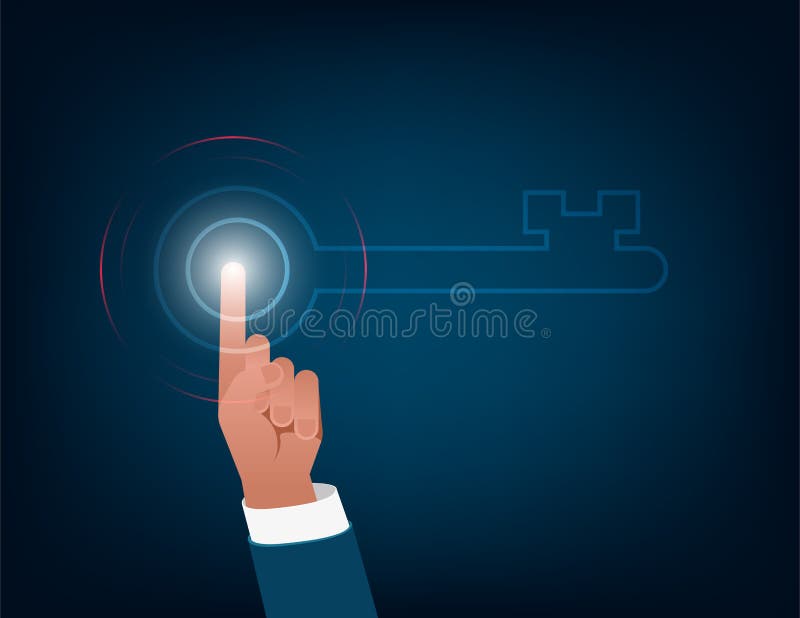 A hand touching key stock vector. Illustration of enlightenment - 84322136
