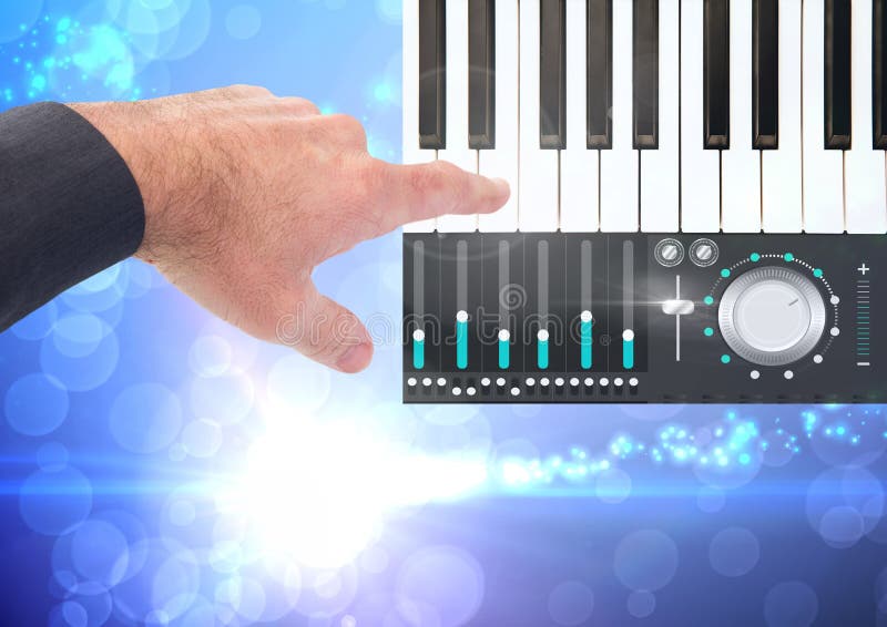 Hand Touching Keyboard and Sound Music and Audio Production Engineering ...