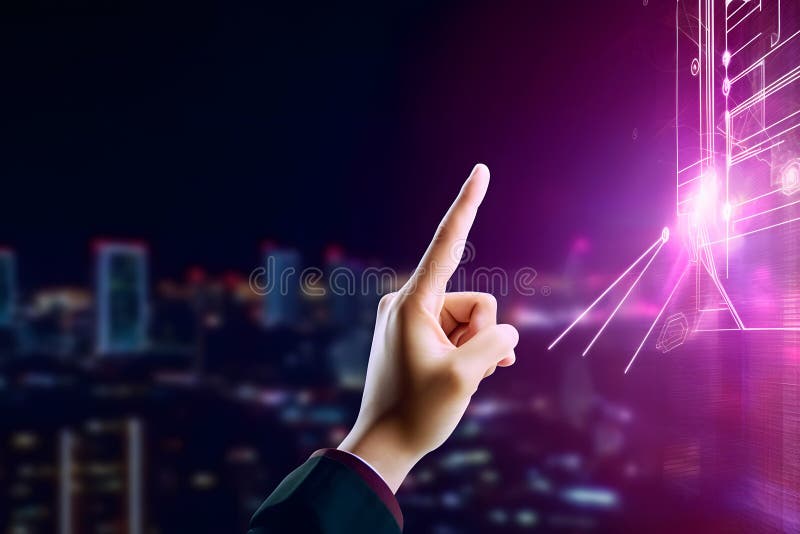 Hand Touching Modern Interface Digital Transformation and Metaverse ...