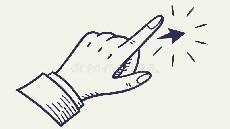 Hand Touching or Pressing a Button with a Finger Line Drawing Vector ...