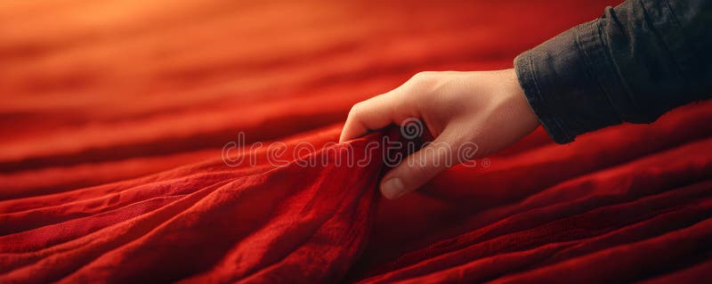 Hand Touching Red Fabric Textures Stock Illustration - Illustration of ...