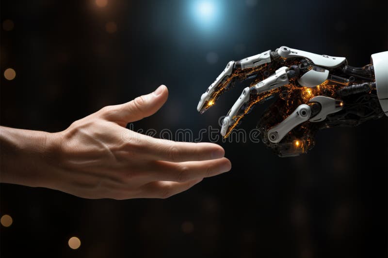 A Hand Touching a Robot that is Touching it Stock Illustration ...