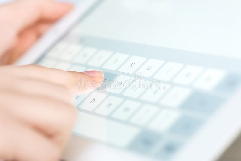 Hand Touching Screen on Modern Digital Tablet . Stock Photo - Image of ...