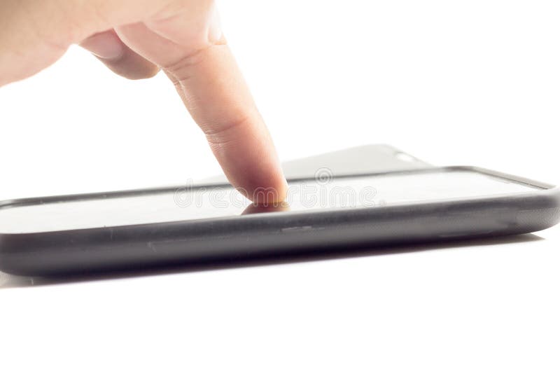 Girl Hand Touching on Touch Screen Mobile Smart Phone Stock Image ...