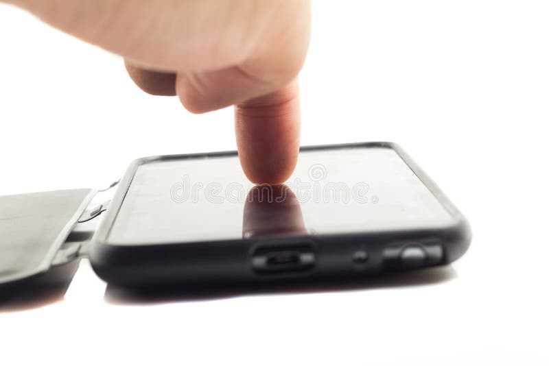 Hand Touching a Flat Screen Stock Photo - Image of flat, interface ...