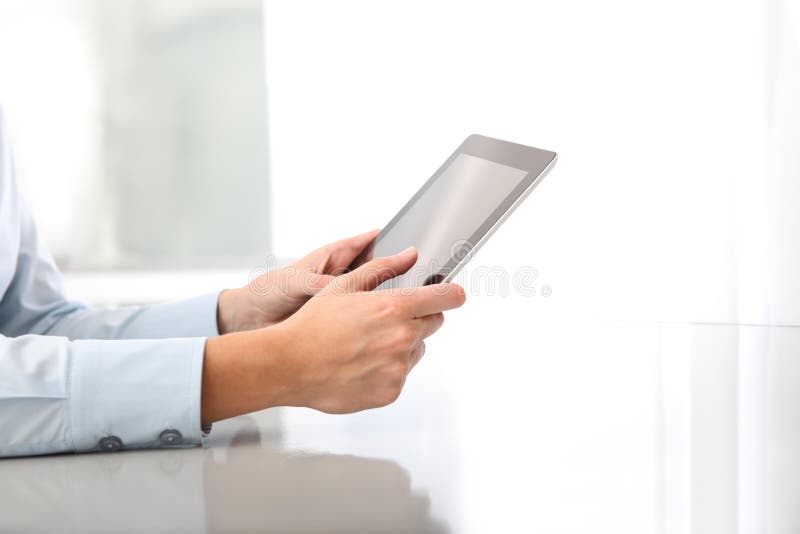 Hand Touching Screen Tablet Stock Image - Image of girl, desktop: 76359865