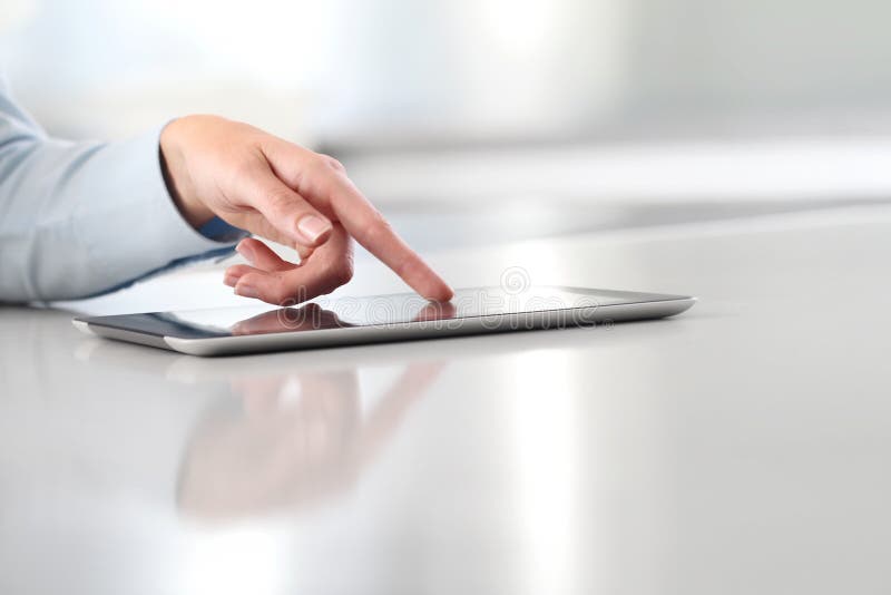 Hand Touching Screen Tablet Stock Image - Image of media, point: 78550351