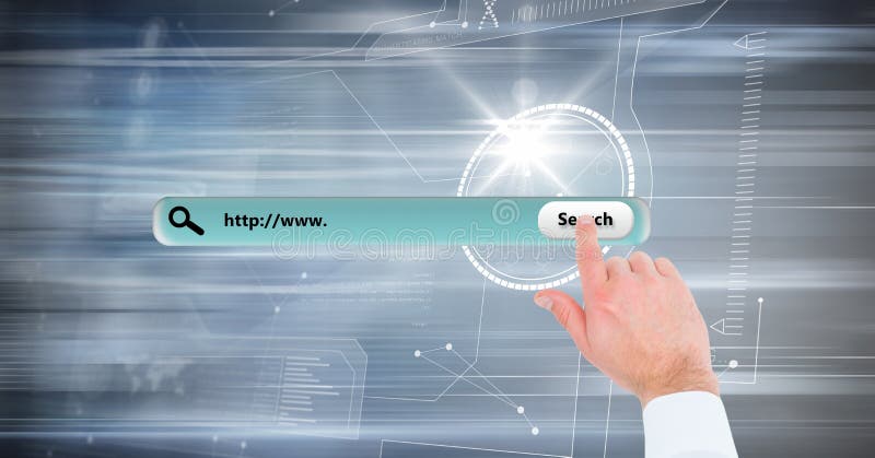 Hand Touching Search Screen Stock Illustration - Illustration of online ...