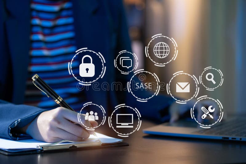 SASE Secure Access Service Edge Concept Hand Touching Secure Access ...