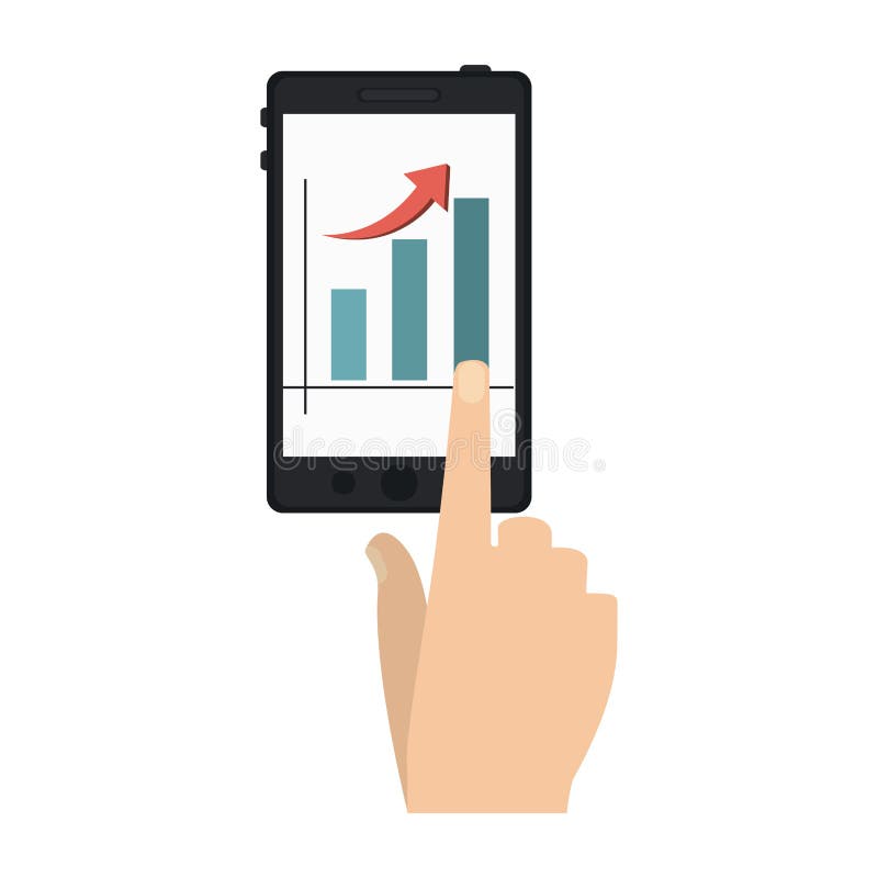 Smartphone with Graph Icon, Circle Chart Vector on Screen. Vector ...