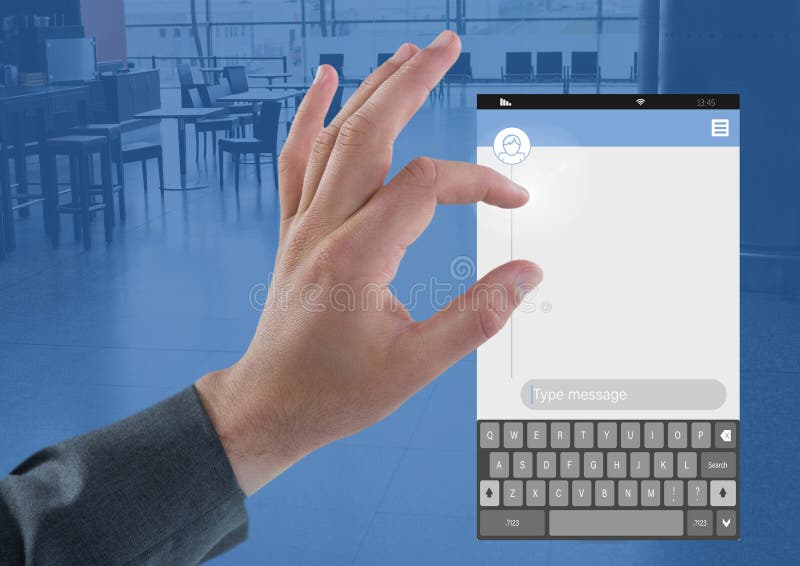 Hand Touching Social Media Messenger App Interface Stock Photo - Image ...