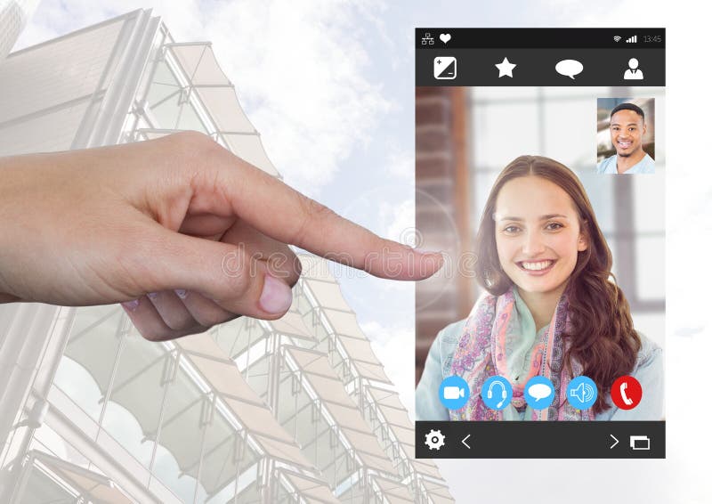 Hand Touching Social Video Chat App Interface Stock Photo - Image of ...