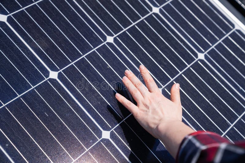 Hand and solar panel stock image. Image of little, holding - 19649177