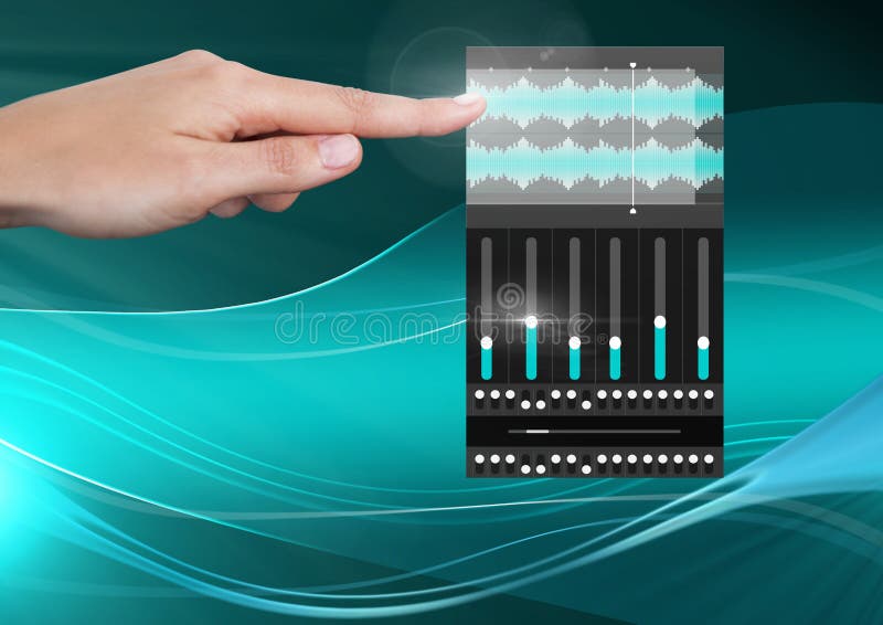 Hand Touching Sound Music and Audio Production Engineering Equalizer ...