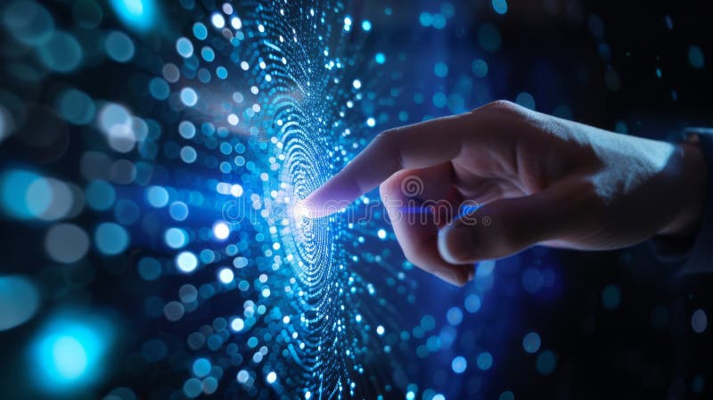 Hand Touching a Spinning Data Flow Stock Illustration - Illustration of ...