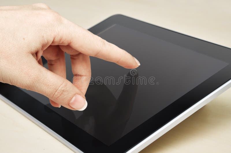 Screen Touching on Tablet-pc Stock Image - Image of equipment, mobile ...