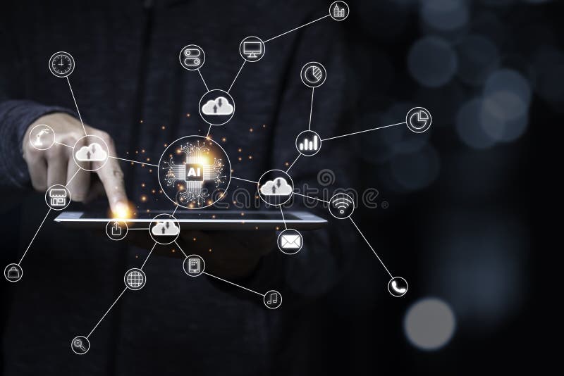 Hand Touching To Tablet and Virtual Artificial Intelligence with Cloud ...