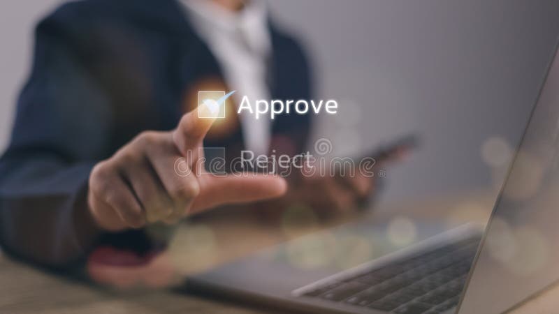 Hand Touching To Tick Correct Sign Mark Symbol for Project Approval and ...