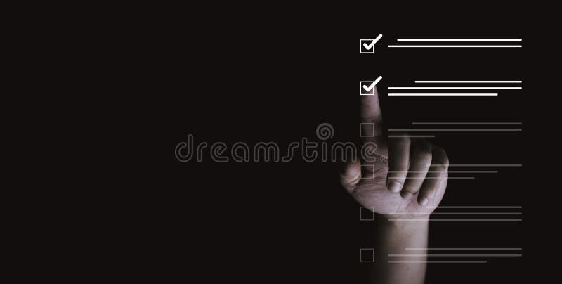 Hand Touching To Tick Correct Sign Mark on Virtual Checkbox for Online ...