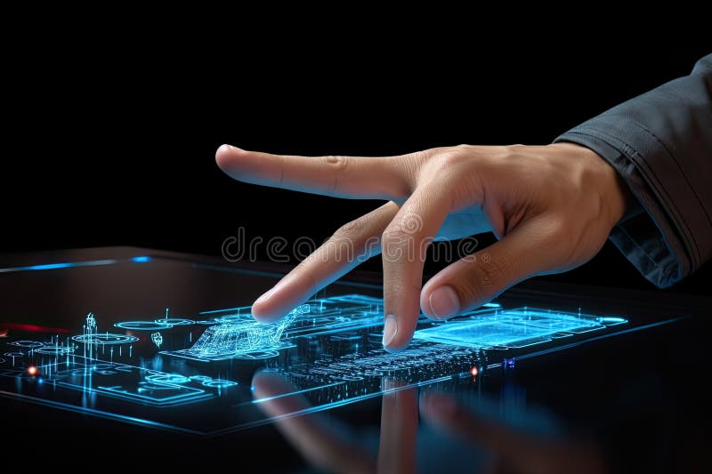 Hand Touching Touch Screen of High Tech Device Stock Illustration ...