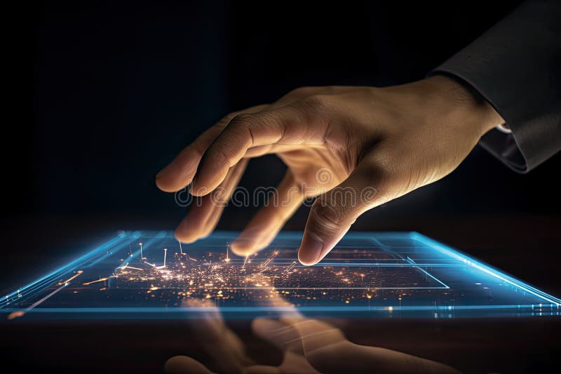 Hand Touching Touch Screen of High Tech Device Stock Illustration ...