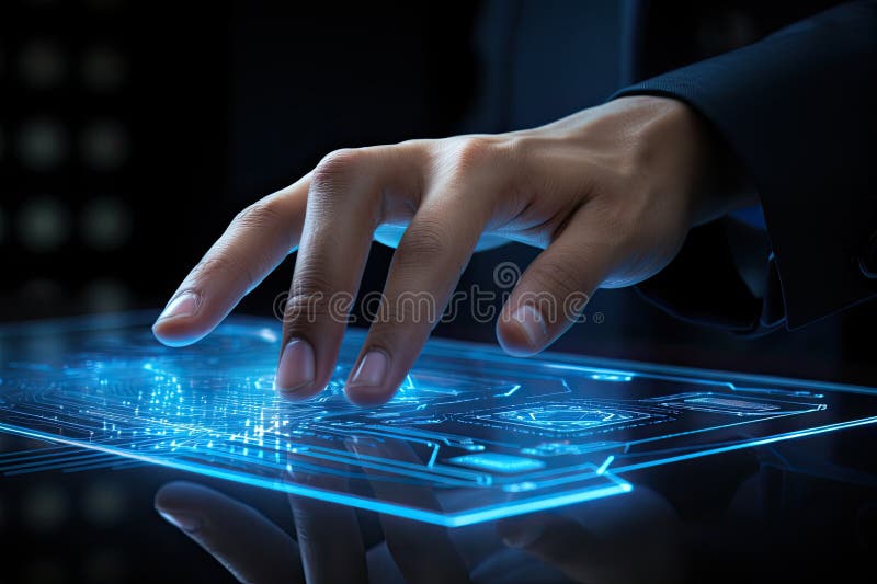Hand Touching Touch Screen of High Tech Device Stock Illustration ...
