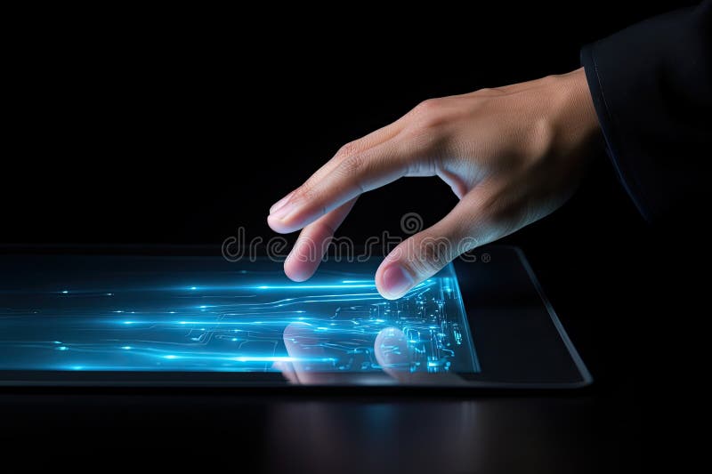 Hand Touching Touch Screen of High Tech Device Stock Illustration ...