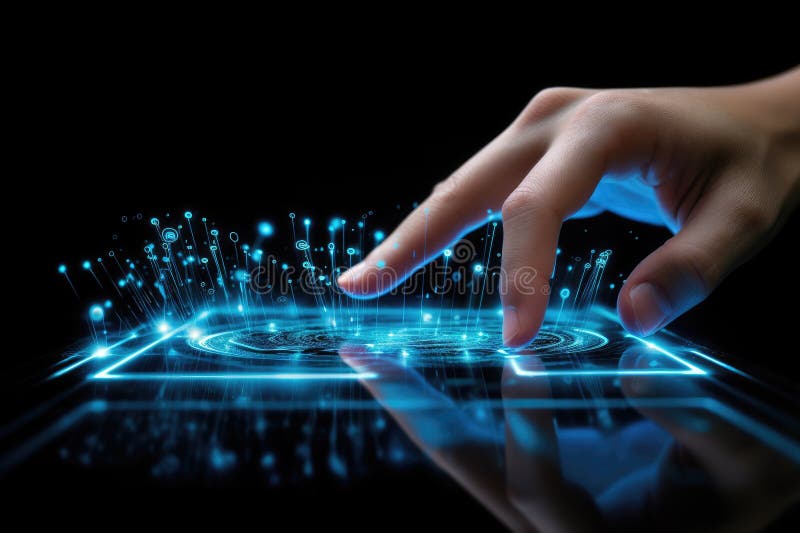 Hand Touching Touch Screen of High Tech Device Stock Illustration ...