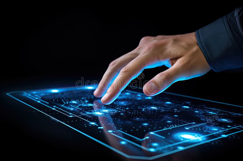 Hand Touching Touch Screen of High Tech Device Stock Illustration ...