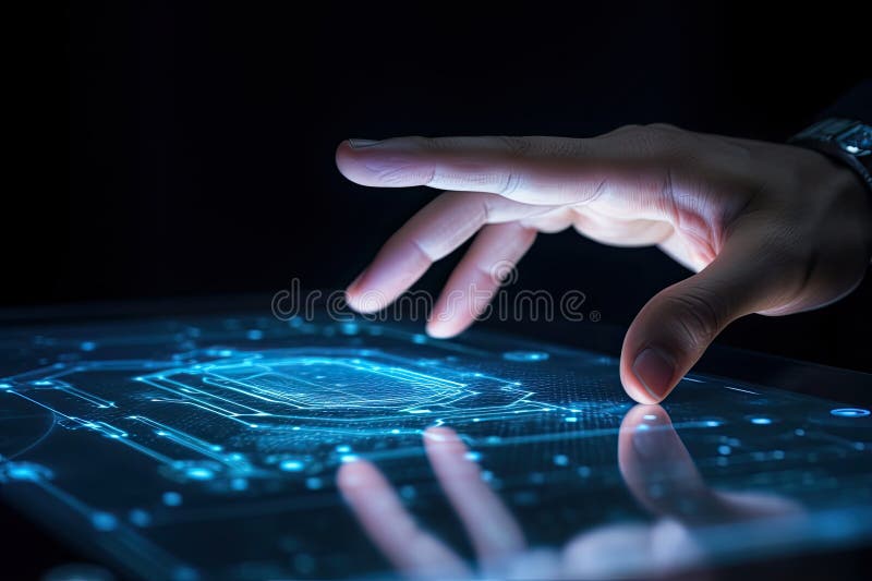 Hand Touching Touch Screen of High Tech Device Stock Illustration ...