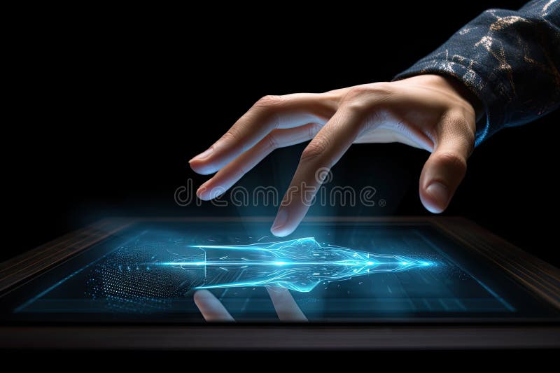 Hand Touching Touch Screen of High Tech Device Stock Illustration ...